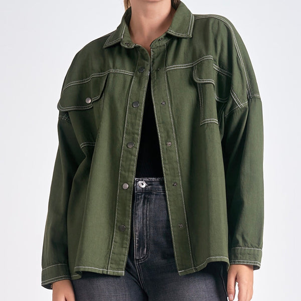 Elan green denim jacket – Graif Clothing